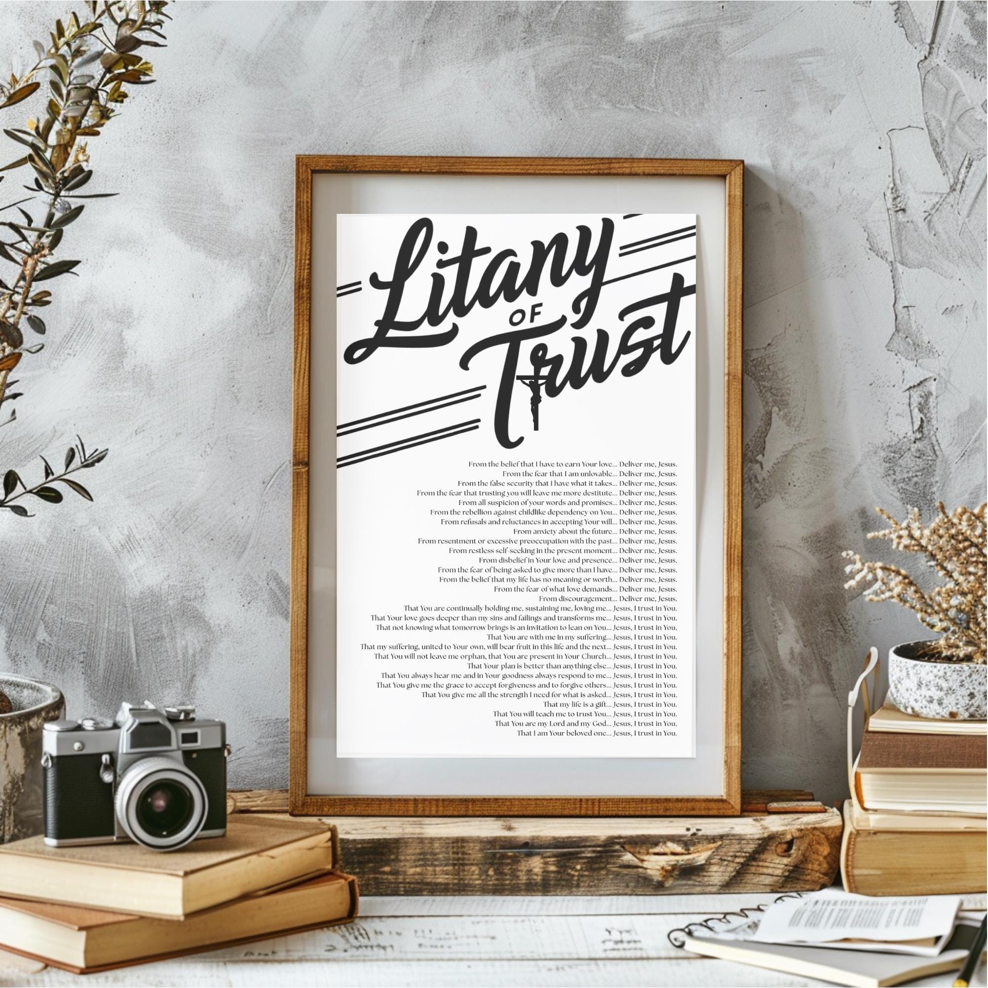 Litany of Trust Printable Wall Art, Catholic Prayer Print, Black and ...