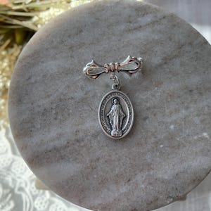 Silver Baby Baptism Pin | Virgin Mary Protection Pin | Catholic Baby ...