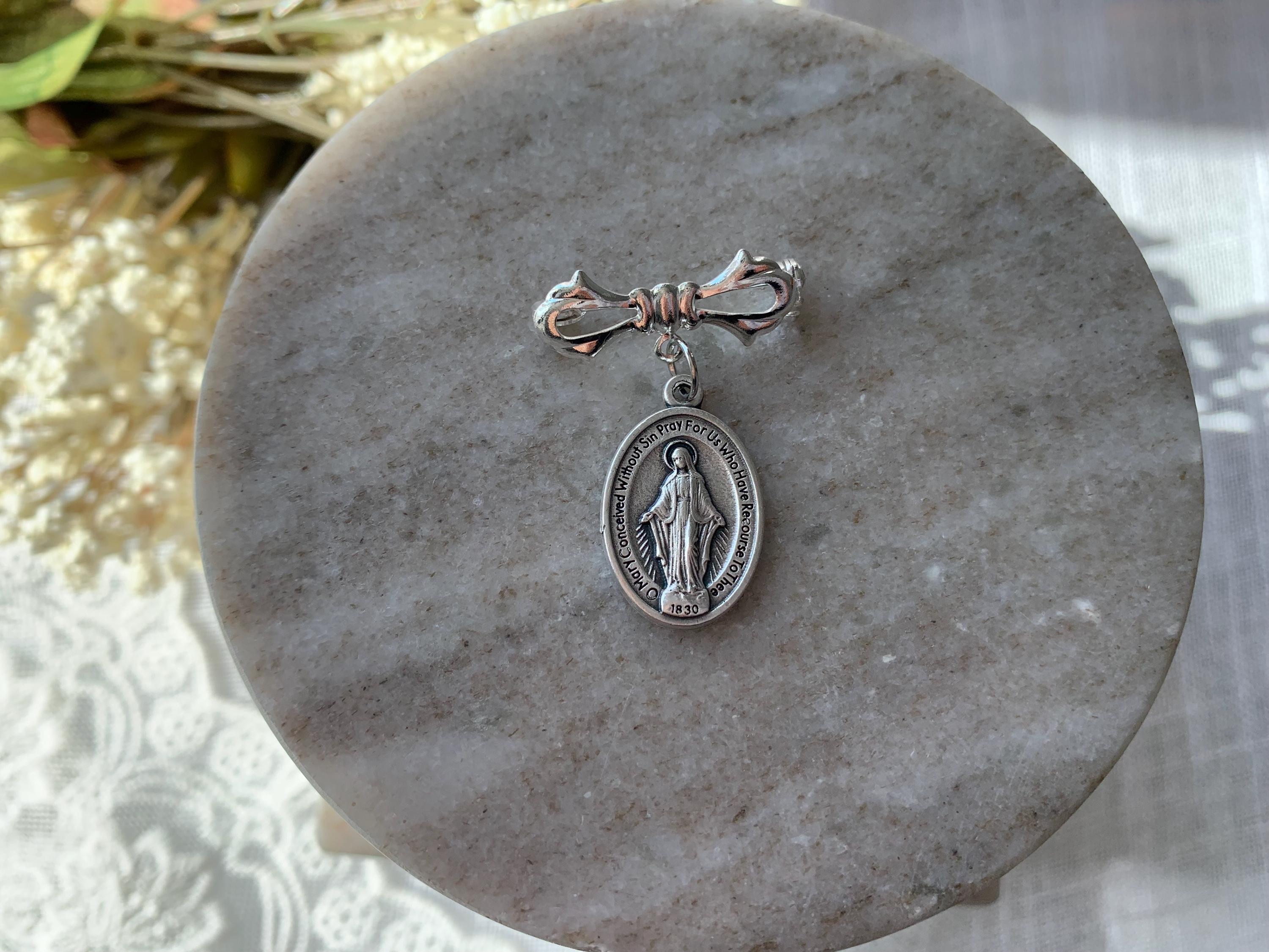 Silver Baby Baptism Pin | Virgin Mary Protection Pin | Catholic Baby ...