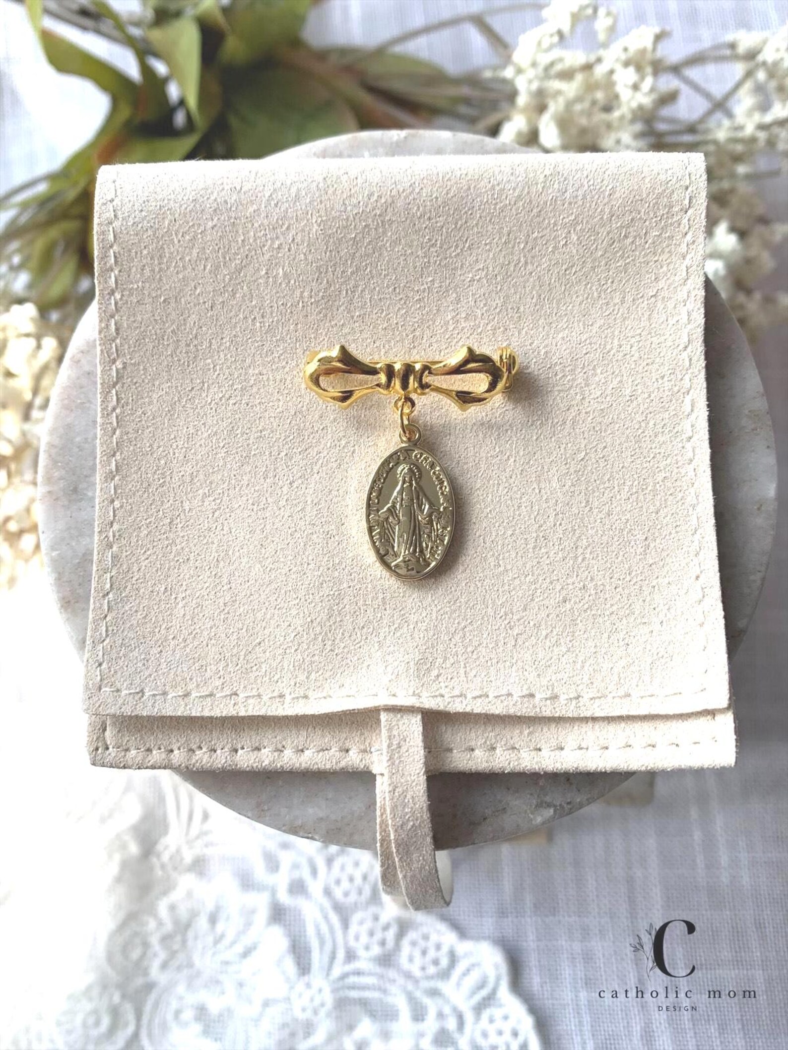 Gold Baptism Pin | Virgin Mary Protection Pin | Catholic Baby Gift for ...
