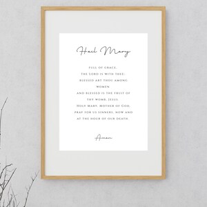 Hail Mary Printable Catholic Wall Art, Digital Download Prayer Print ...