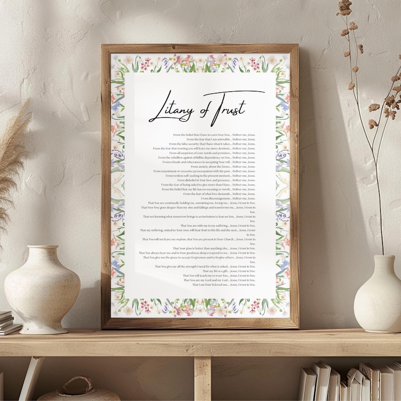 Litany of Trust Printable Wall Art, Catholic Prayer Print, Christian ...