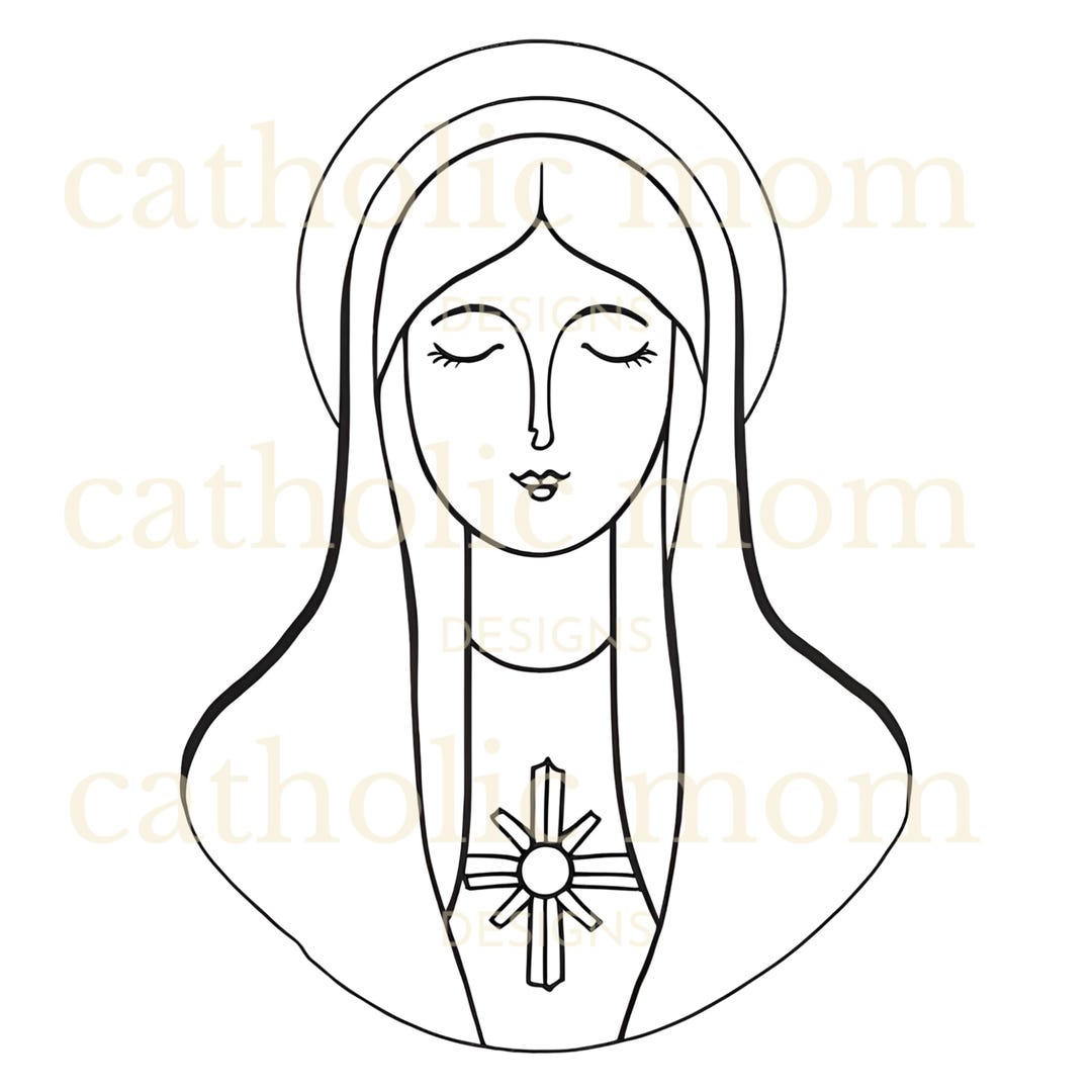 Virgin Mary Clip Art for Cricut SVG Catholic Gifts, Digital Download ...