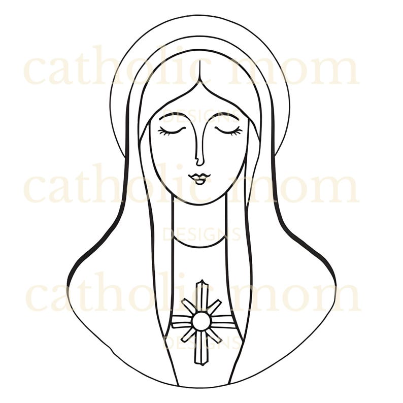 Virgin Mary Clip Art for Cricut SVG Catholic Gifts, Digital Download ...
