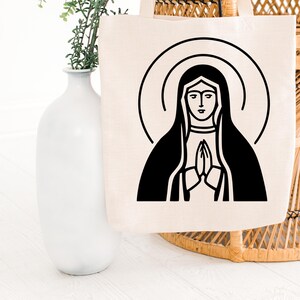 Minimalist Black & White Digital Download Virgin Mary SVG PNG for ...
