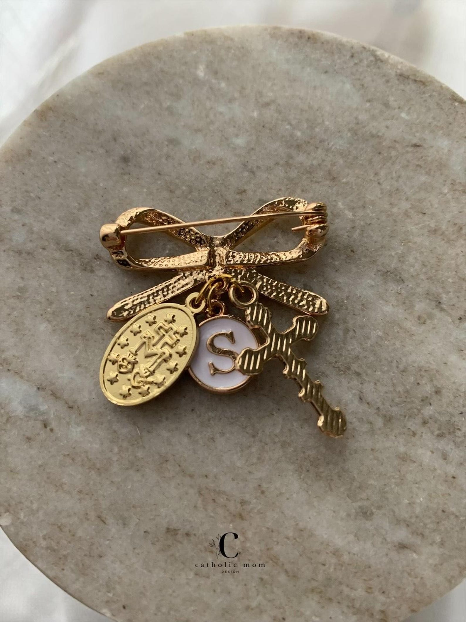 Custom Gold Baptism Pin | Virgin Mary Protection Pin | Catholic Baby ...