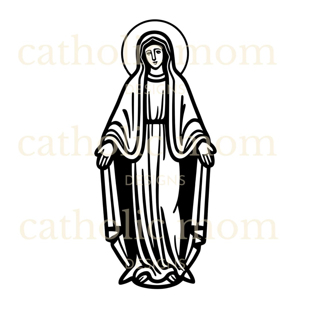 Black and White Virgin Mary Clip Art for Catholic Art Projects, Blessed ...