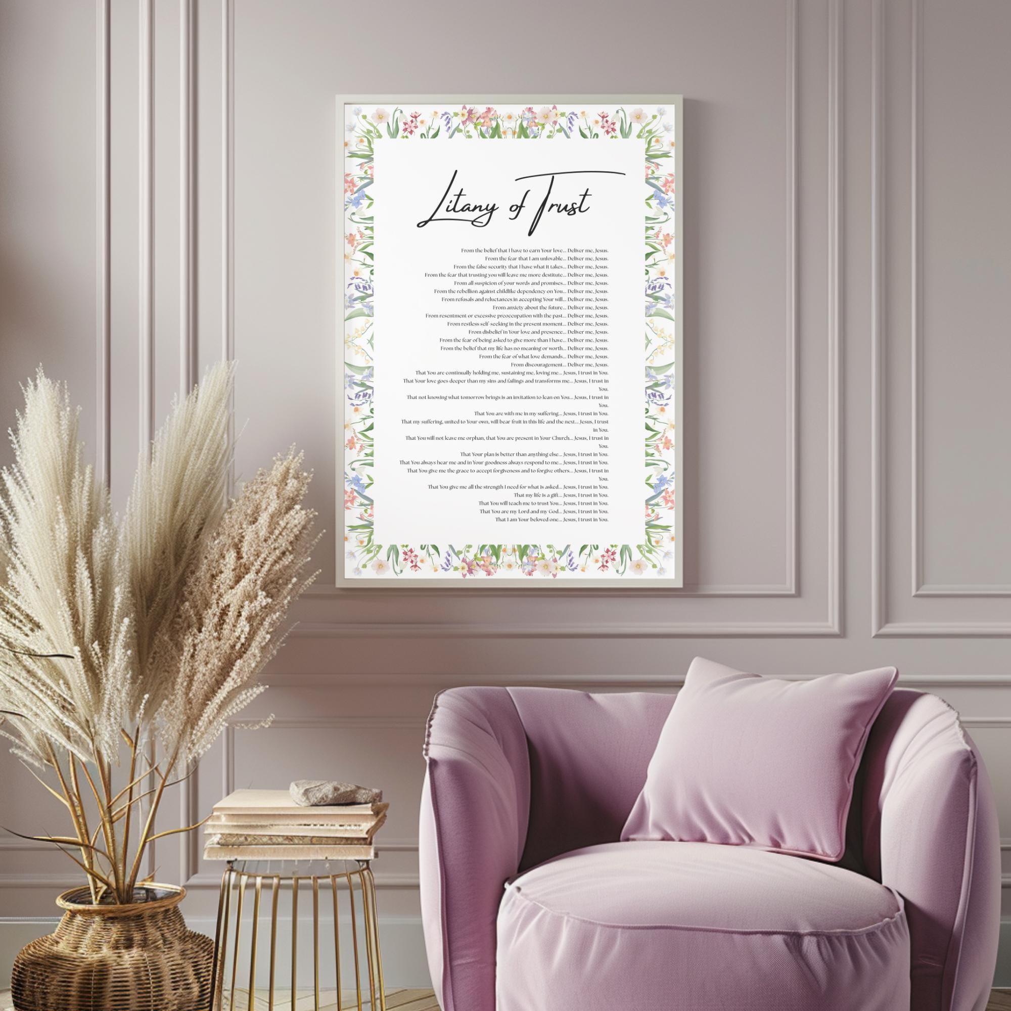 Litany of Trust Printable Wall Art, Catholic Prayer Print, Christian ...