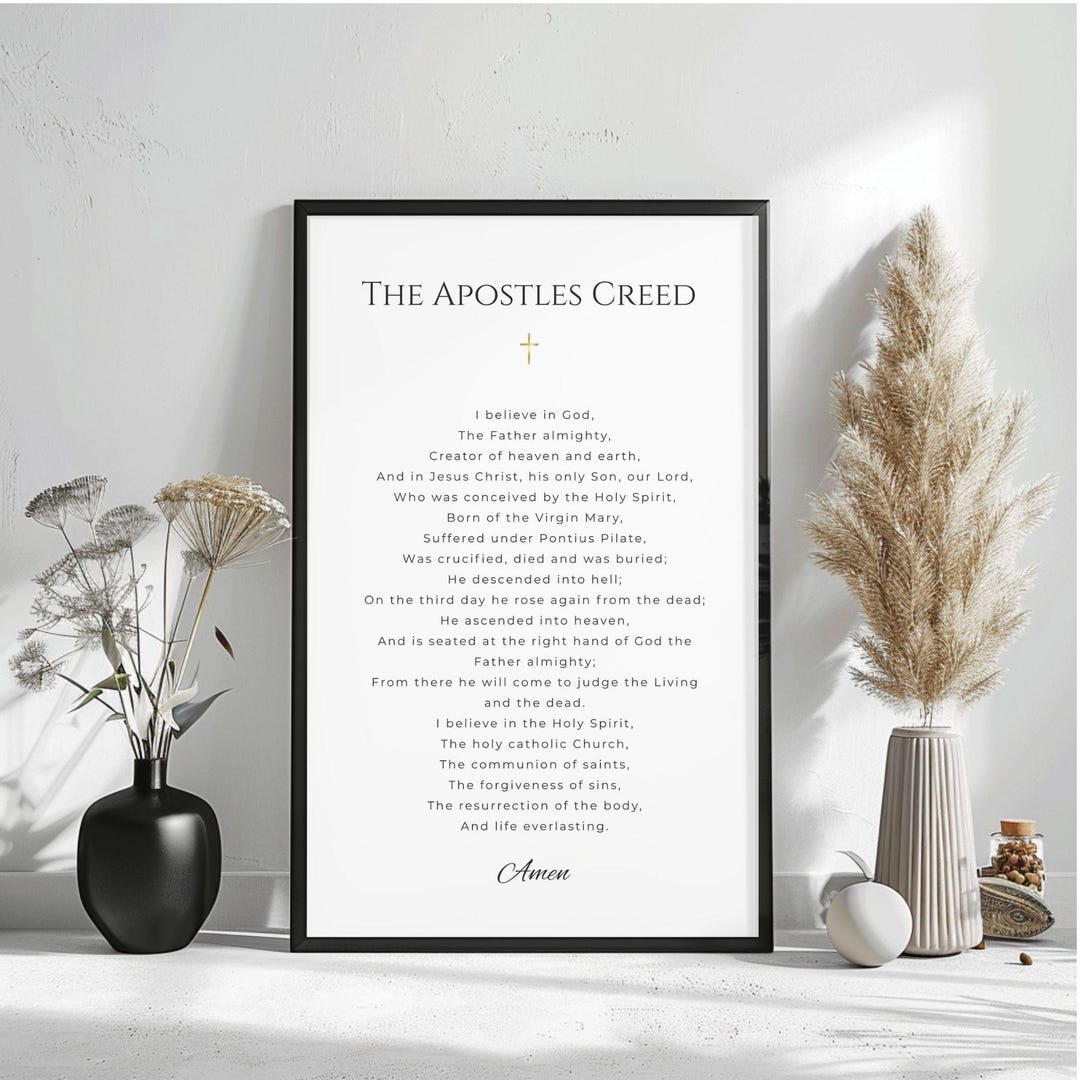 Apostles Creed Printable Wall Art, Digital Download Christian Prayer ...
