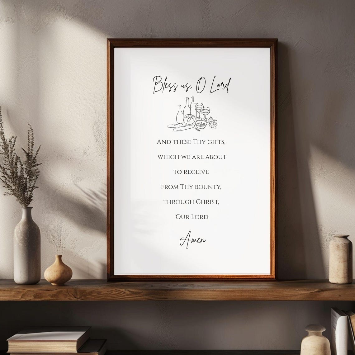 Bless Us Oh Lord Printable Art for Kitchen, Catholic Prayer Digital ...