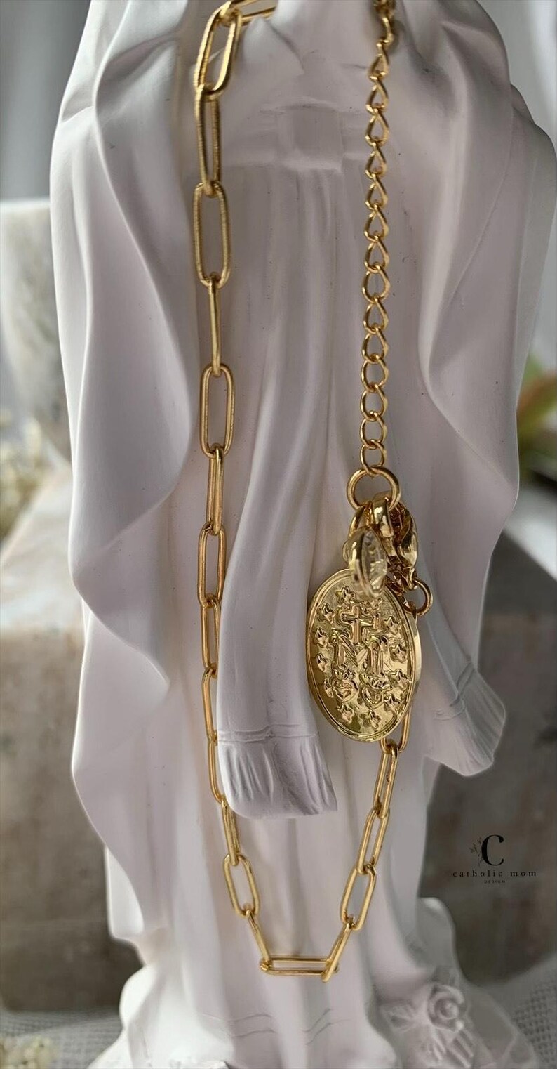 Marian Consecration Bracelet Miraculous Medal, Gold Paperclip Bracelet ...
