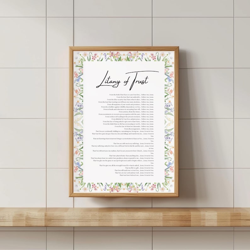 Litany of Trust Printable Wall Art, Catholic Prayer Print, Christian ...