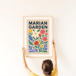 Retro Marian Garden Printable Wall Art, Catholic Floral Decor, Virgin ...