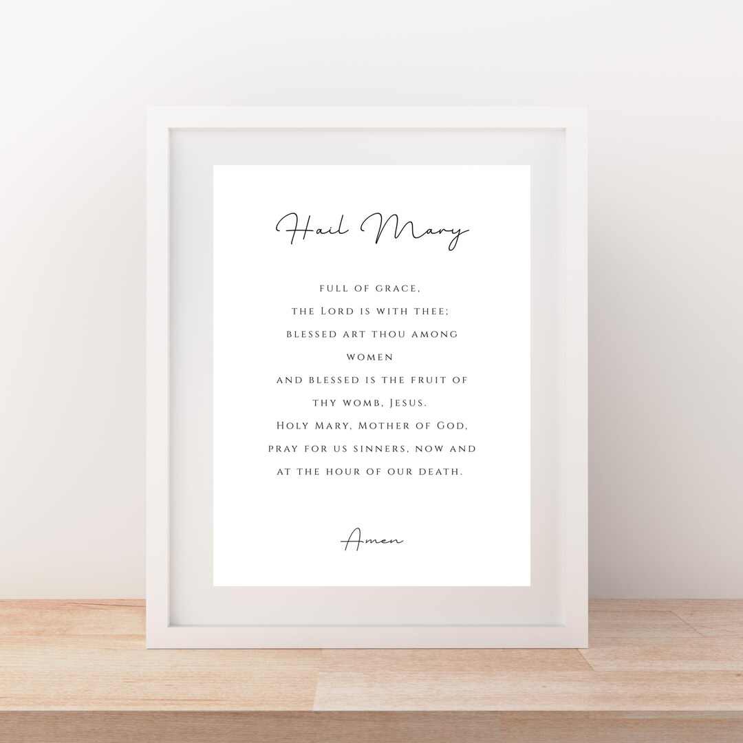 Hail Mary Printable Catholic Wall Art, Digital Download Prayer Print ...