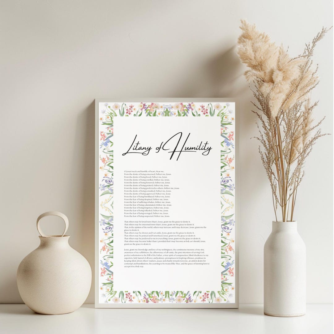Litany of Humility Printable – Catholic Prayer Wall Art – Christian ...