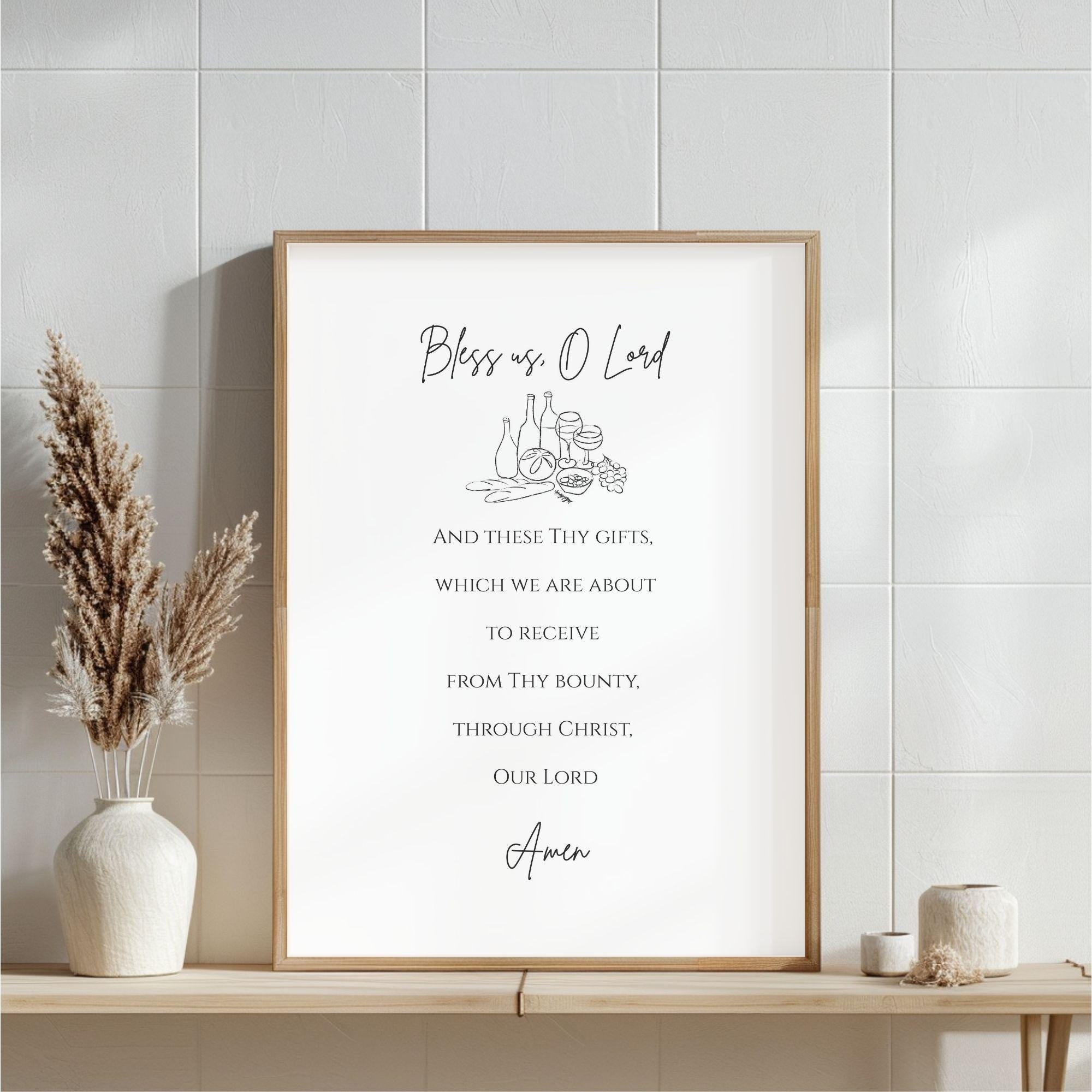 Bless Us Oh Lord Printable Art for Kitchen, Catholic Prayer Digital ...