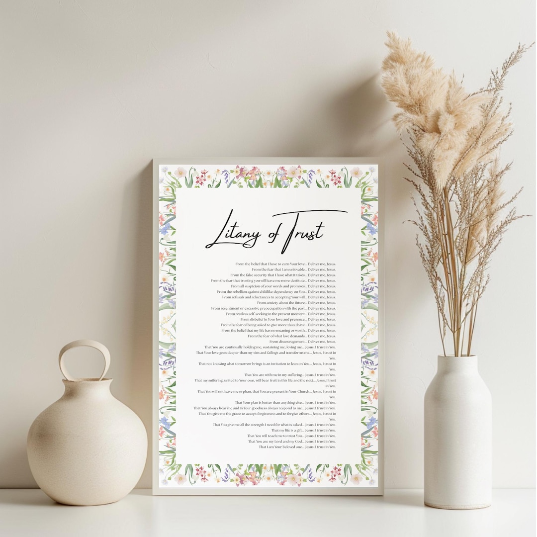 Litany of Trust Printable Wall Art, Catholic Prayer Print, Christian ...