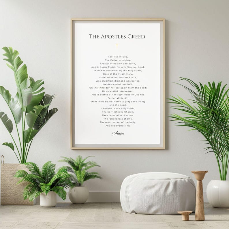 Apostles Creed Printable Wall Art, Digital Download Christian Prayer ...