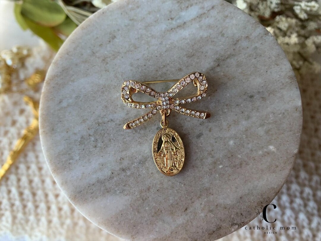 Gold Baptism Pin | Virgin Mary Protection Pin | Catholic Baby Gift for ...
