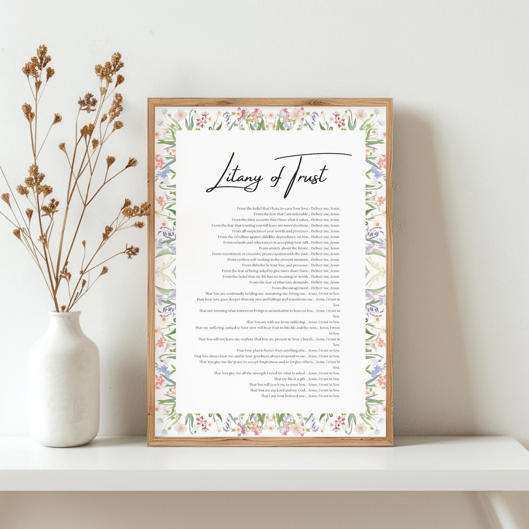 Litany of Trust Printable Wall Art, Catholic Prayer Print, Christian ...