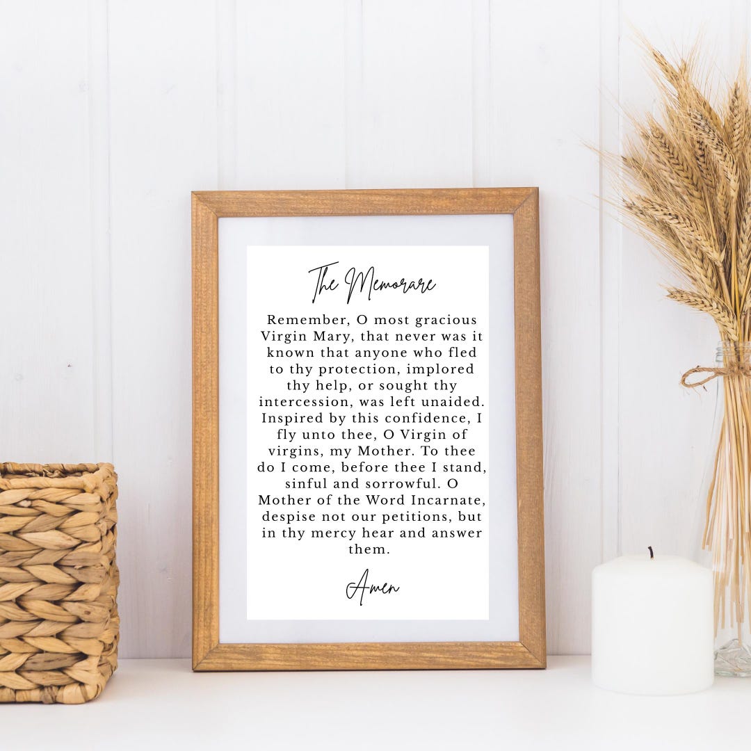 Printable Memorare Catholic Prayer Wall Art, Digital Download, Virgin ...