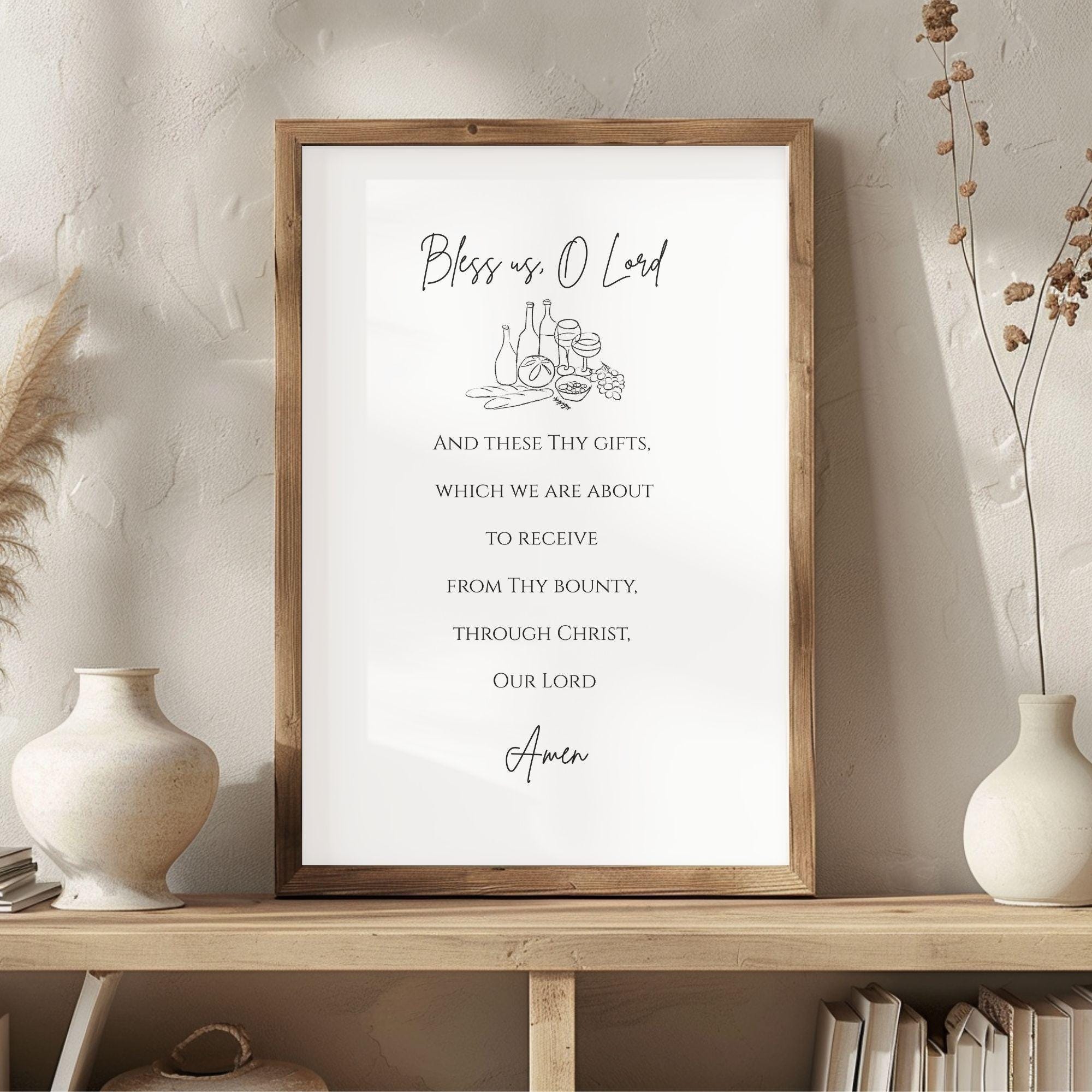 Bless Us Oh Lord Printable Art for Kitchen, Catholic Prayer Digital ...