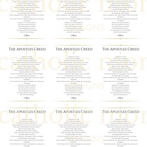 Apostles Creed Prayer Card, Digital Download, Printable Catholic Prayer ...