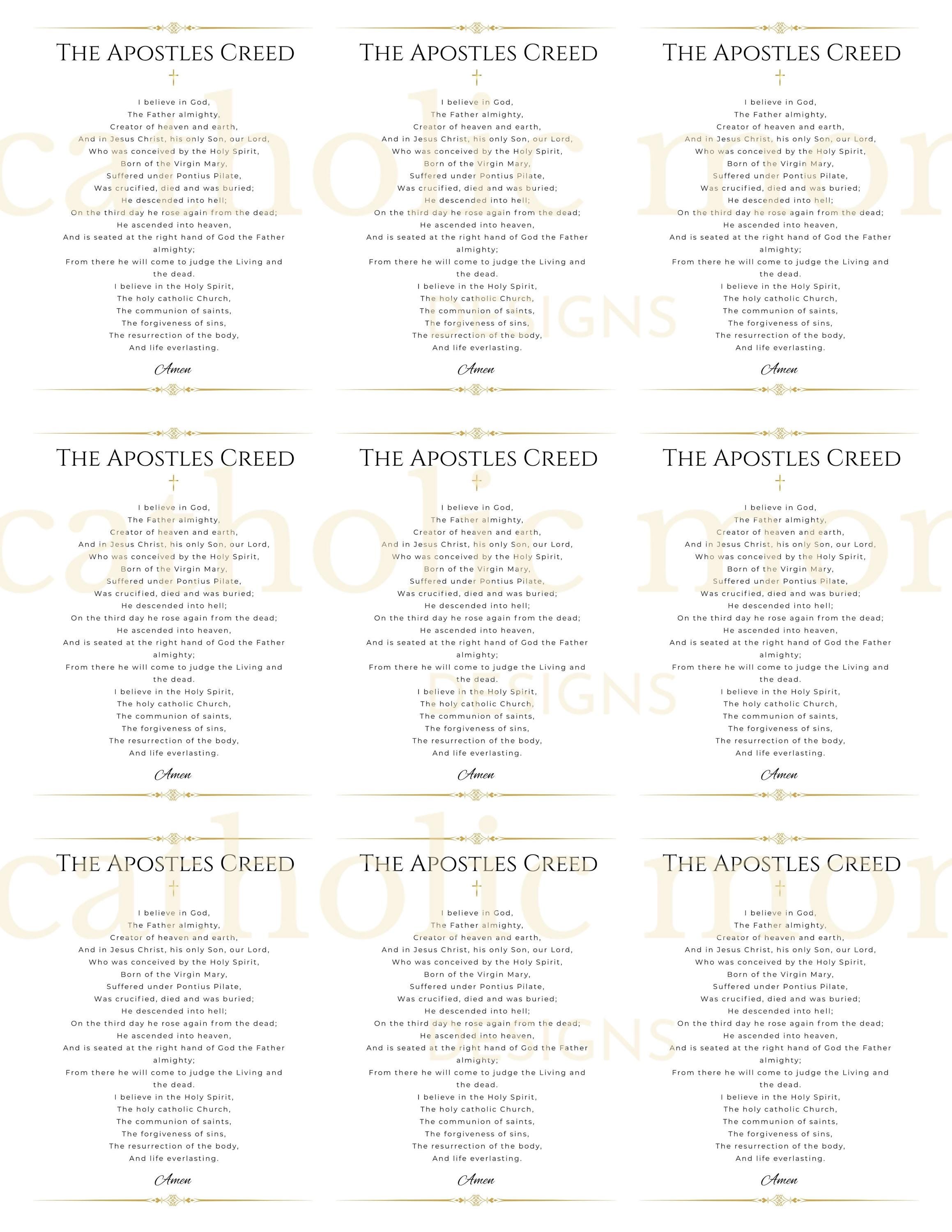 Apostles Creed Prayer Card, Digital Download, Printable Catholic Prayer ...