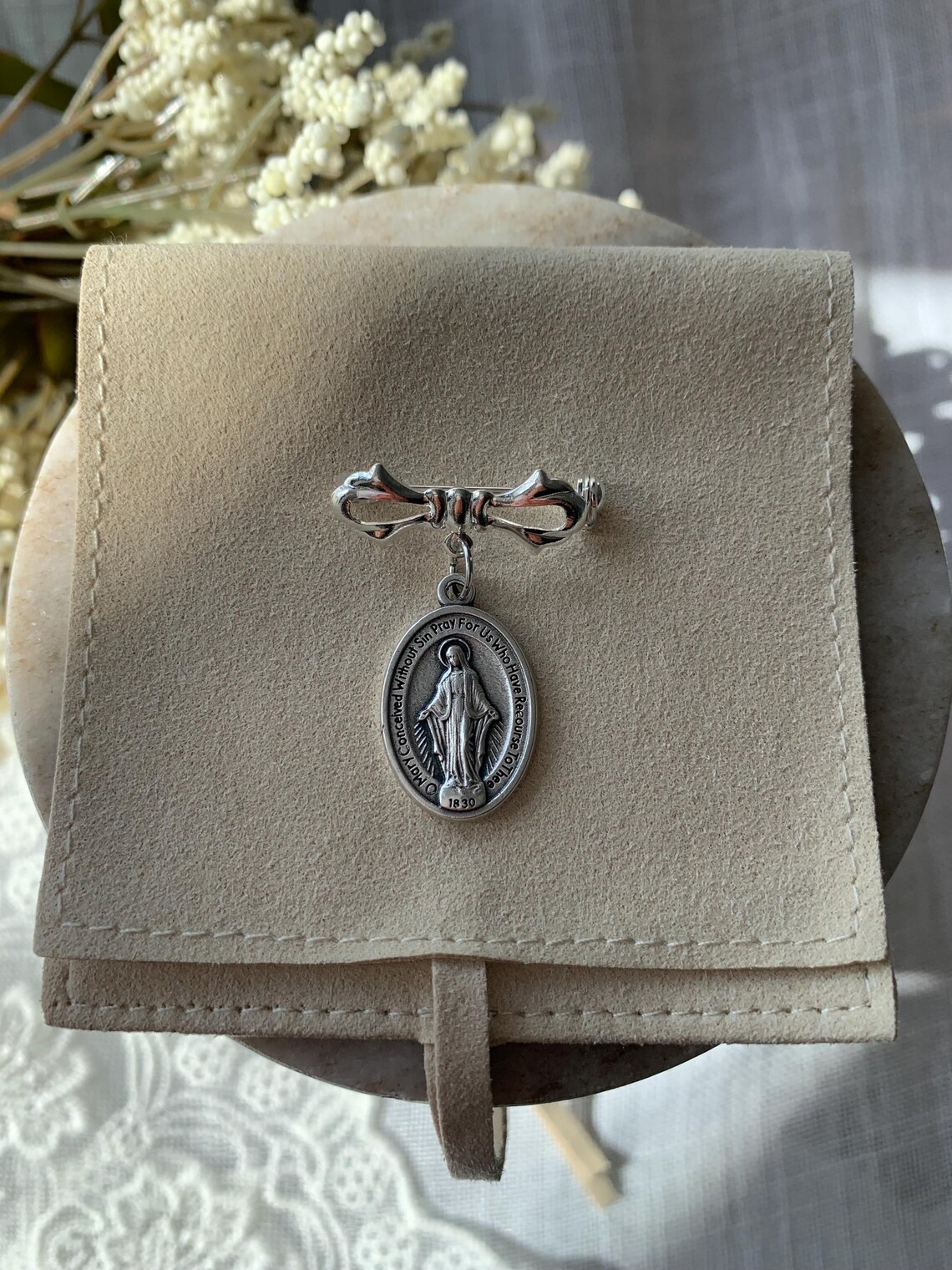 Silver Baby Baptism Pin | Virgin Mary Protection Pin | Catholic Baby ...