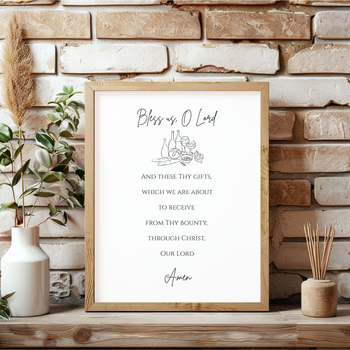 Bless Us Oh Lord Printable Art for Kitchen, Catholic Prayer Digital ...