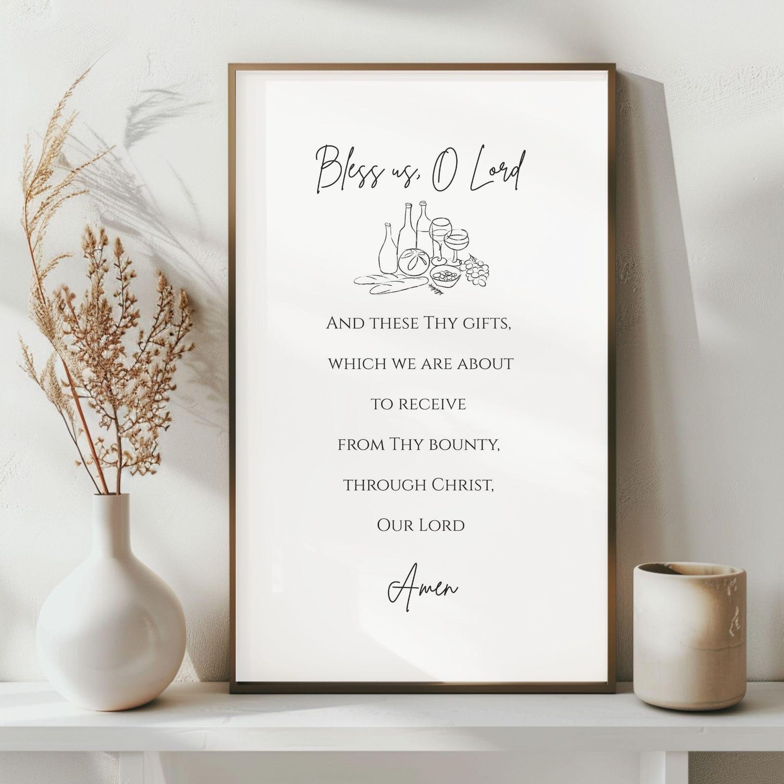 Bless Us Oh Lord Printable Art for Kitchen, Catholic Prayer Digital ...