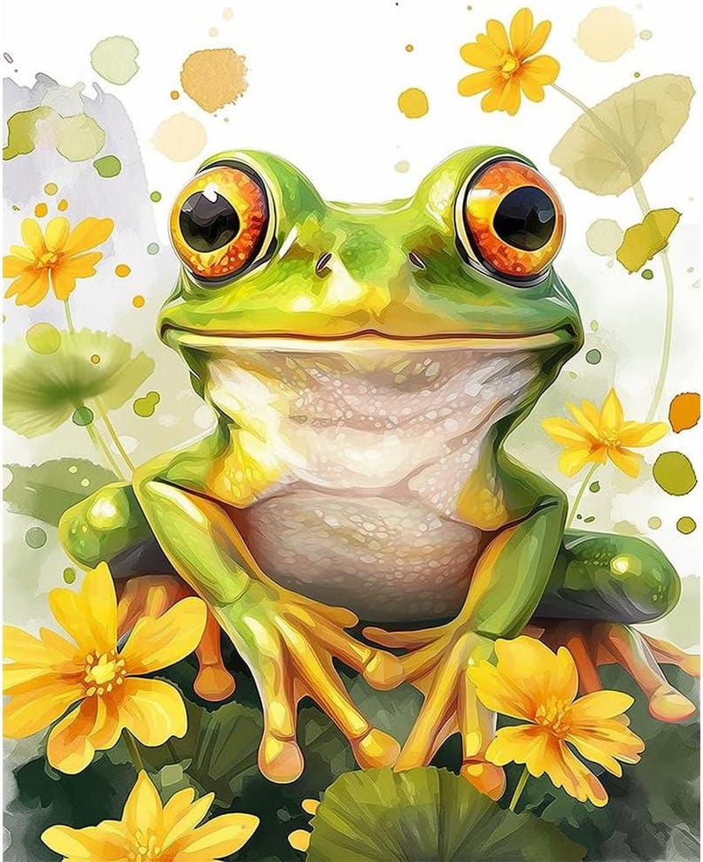 Frog Paint by Numbers Kit: Colorful DIY Acrylic Painting (16x20 In) - Etsy