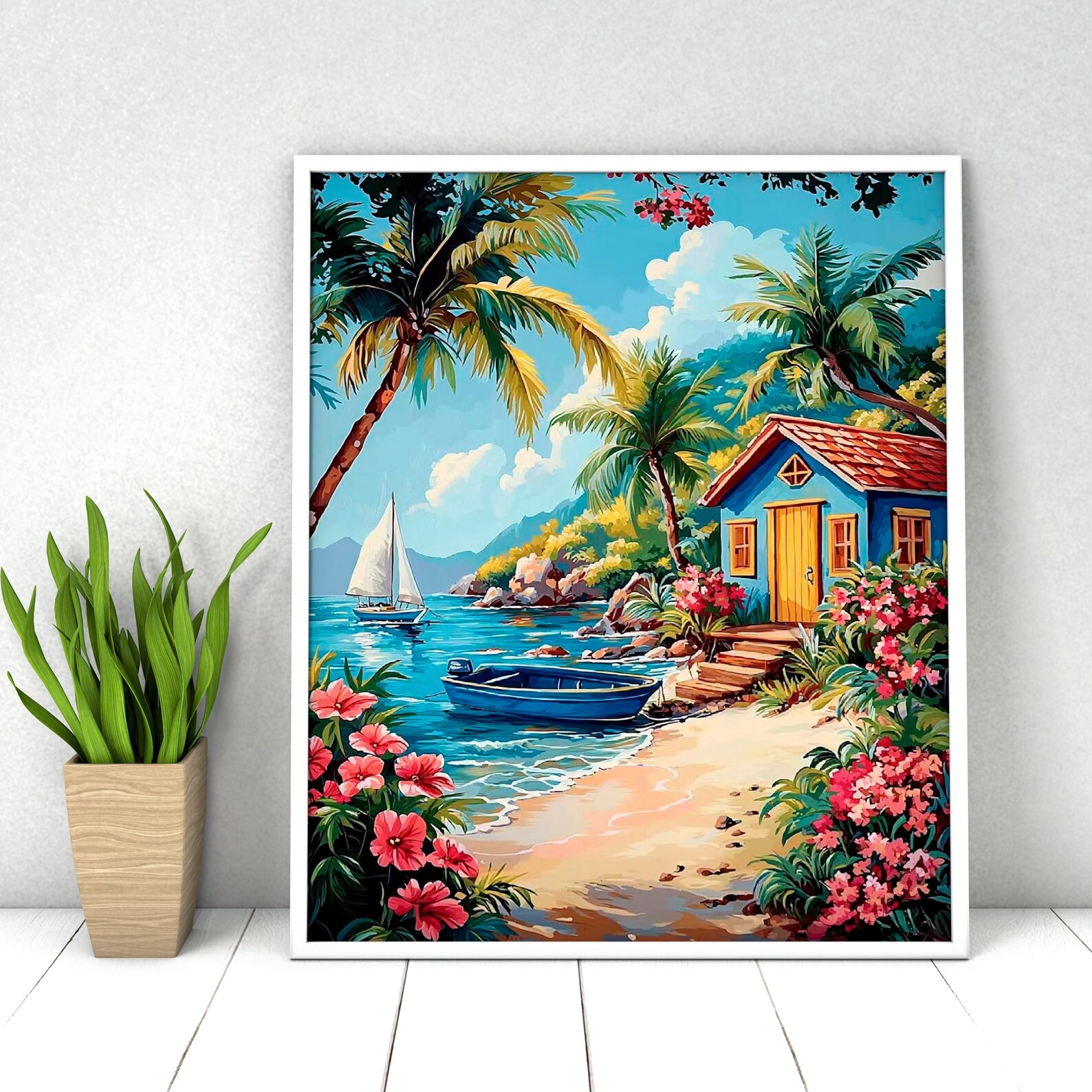 Sailboat Sea Landscape Paint by Numbers DIY Kit (16x20 In) - Etsy
