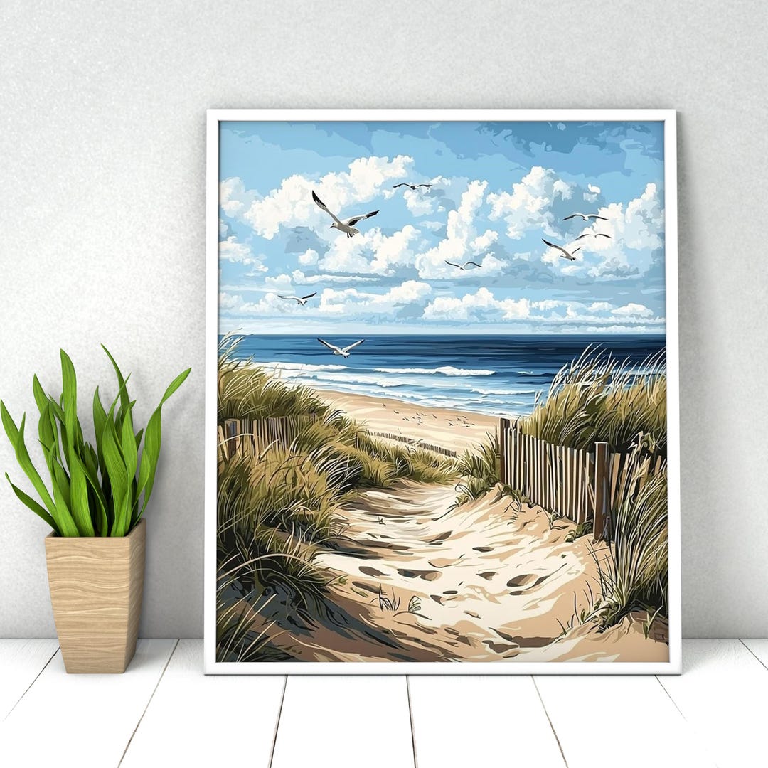 DIY Paint by Numbers Kit: Ocean Beach Seascape, Acrylic Painting (16x20 ...