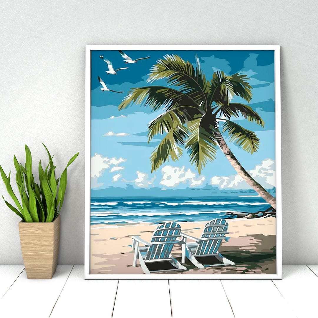 Ocean Beach Paint by Numbers Kit: DIY Acrylic Painting (16x20 In ...