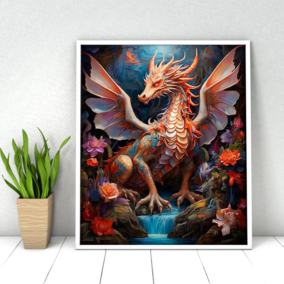 Dragon Paint by Numbers. Dragon Fantasy Animal. DIY Kit for Adult ...