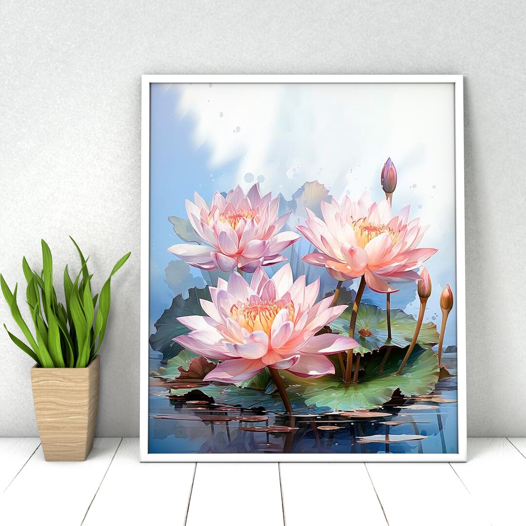 Lotus Paint by Numbers. DIY Kit for Adult. Colorful Lotus Flowers ...