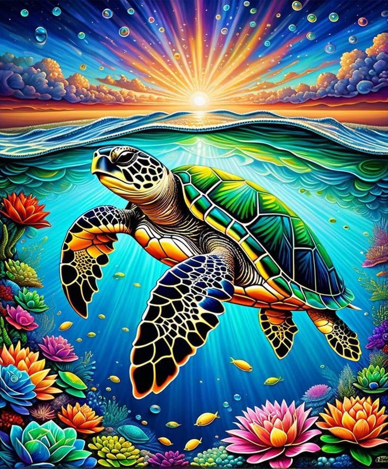 Sea Turtle Paint by Numbers Kit: DIY Acrylic Painting, 16x20 Canvas - Etsy