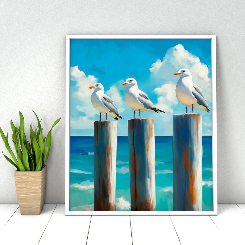 Paint by Numbers Birds. DIY Kit for Adult. Seagulls Sea Landscape ...