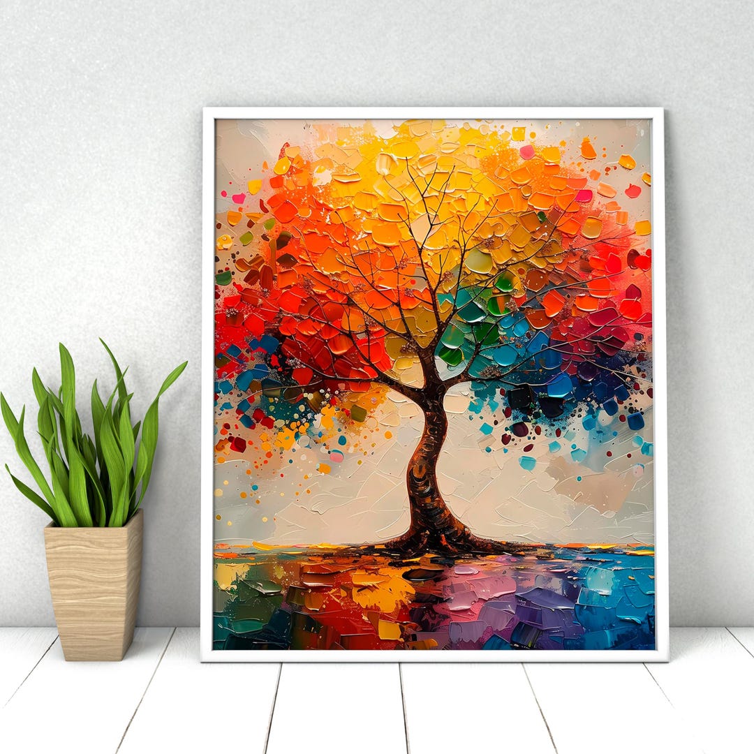 Paint by Numbers Tree. DIY Kit for Adult. Colorful Tree of Life. Paint ...