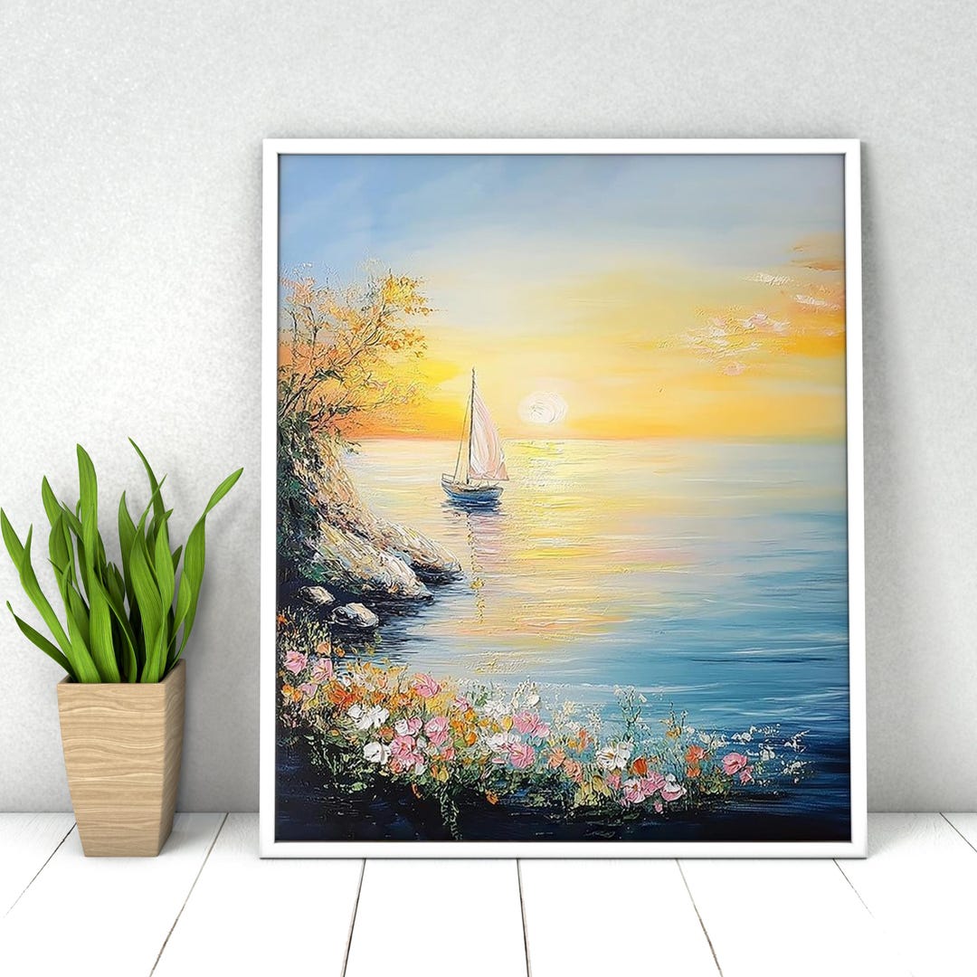 Sailboat Paint by Numbers. Sailboat Sea Landscape. DIY Kit for Adult ...