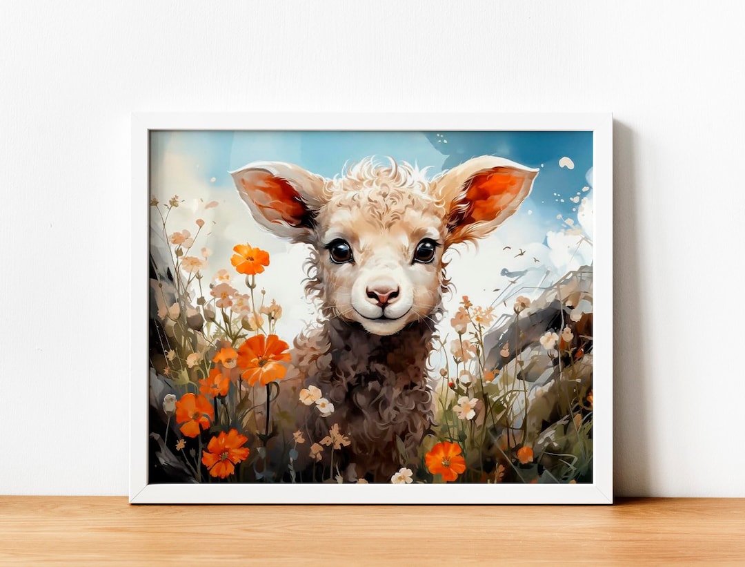 Sheep Paint by Numbers. Cute Sheep in Flowers. DIY Kit for Adult. Paint ...