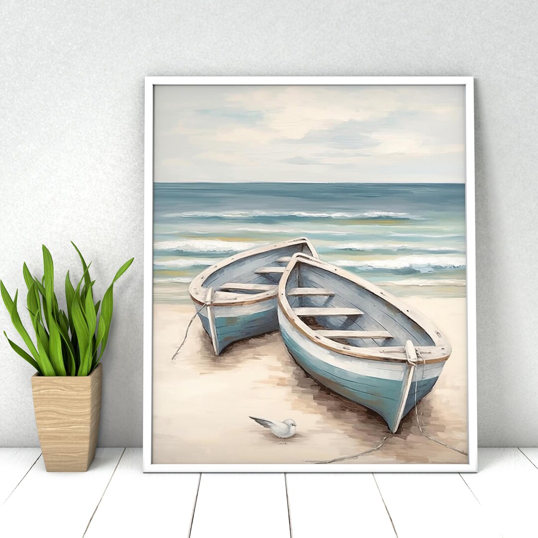 DIY Paint by Numbers Kit: Ocean Beach Boats, Acrylic Painting (16x20 ...