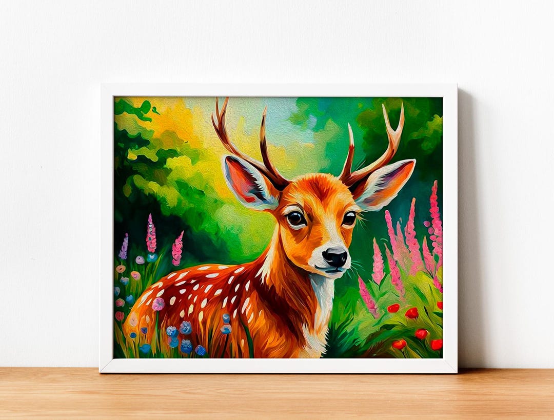 Deer Paint by Numbers. Deer Fawn Vintage Style. DIY Kit for Adult ...