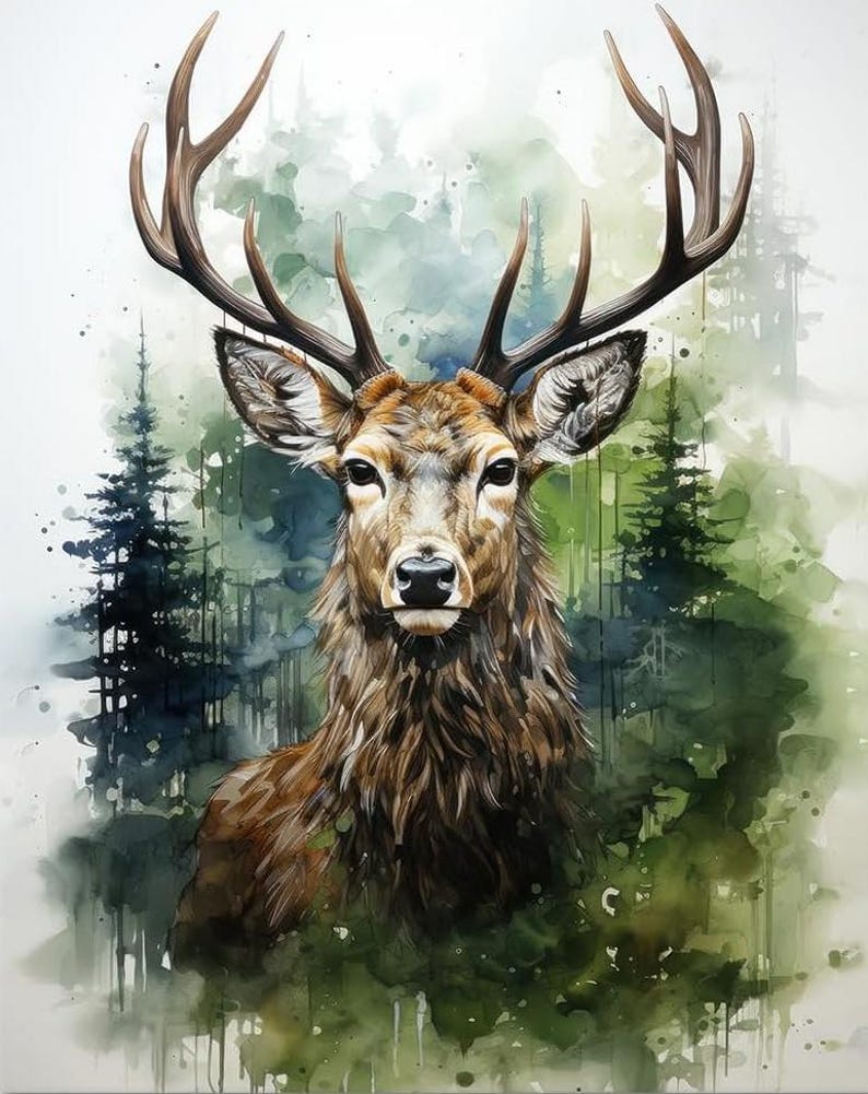 Paint by Numbers Deer Animal. DIY Kit for Adult. Paint It Yourself ...