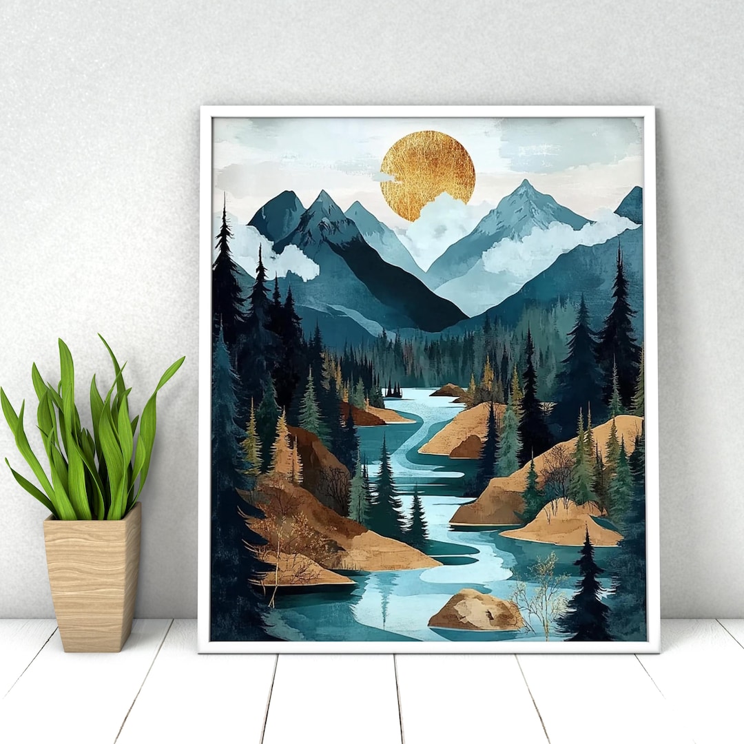 Paint by Numbers: Lake and Mountain Landscape, DIY Kit (16x20 In) - Etsy
