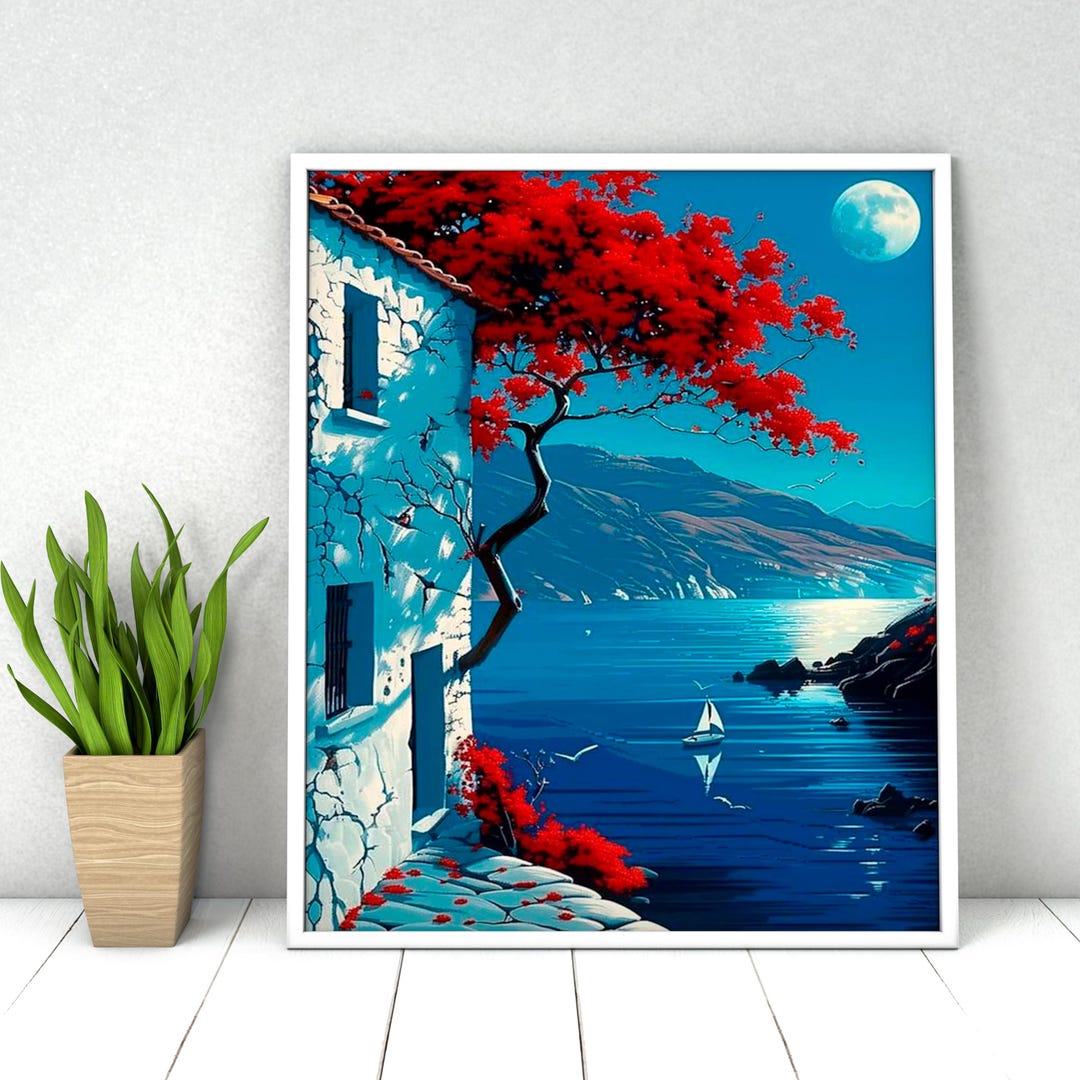 Sea Town Paint by Numbers Kit: DIY Acrylic Landscape (16x20 In) - Etsy