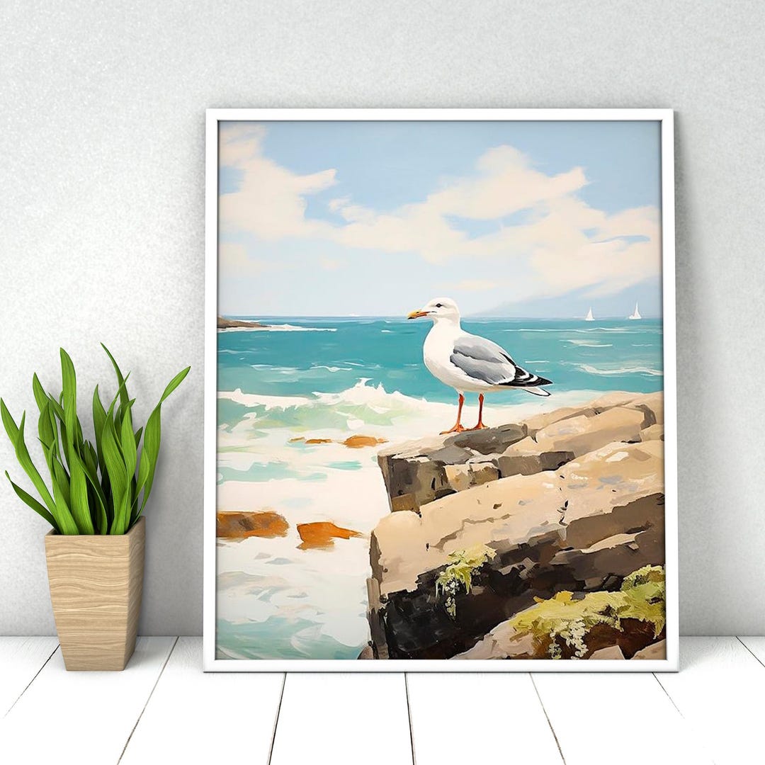 Seagull Paint by Numbers. DIY Kit for Adult. Seagull Standing on the ...