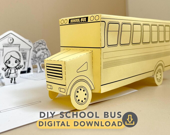 Printable School Bus Model, DIY School Bus Paper Toy, Paper Bus Toy 3D ...