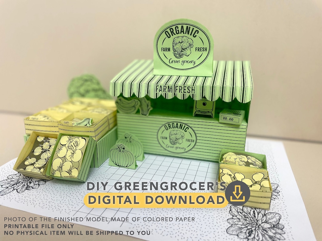Printable Greengrocer's Model, Paper Greengrocer's DIY, Paper Stall Toy ...